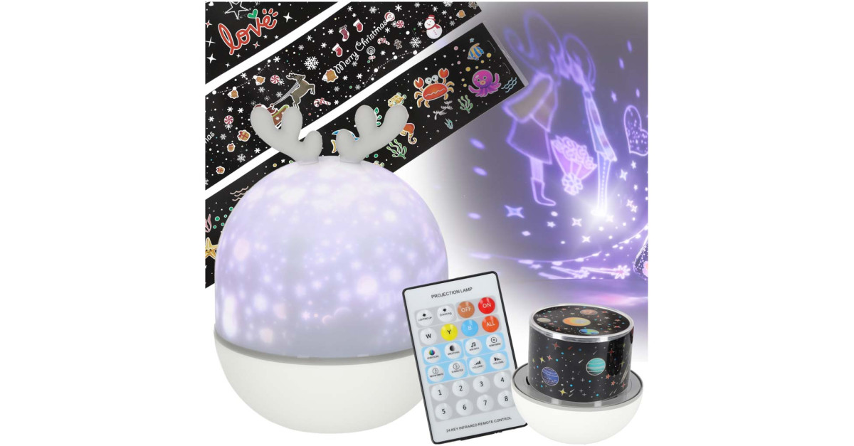 LED éjjeli lámpa csillagprojektorral és távirányítóval CUTE ELF ...